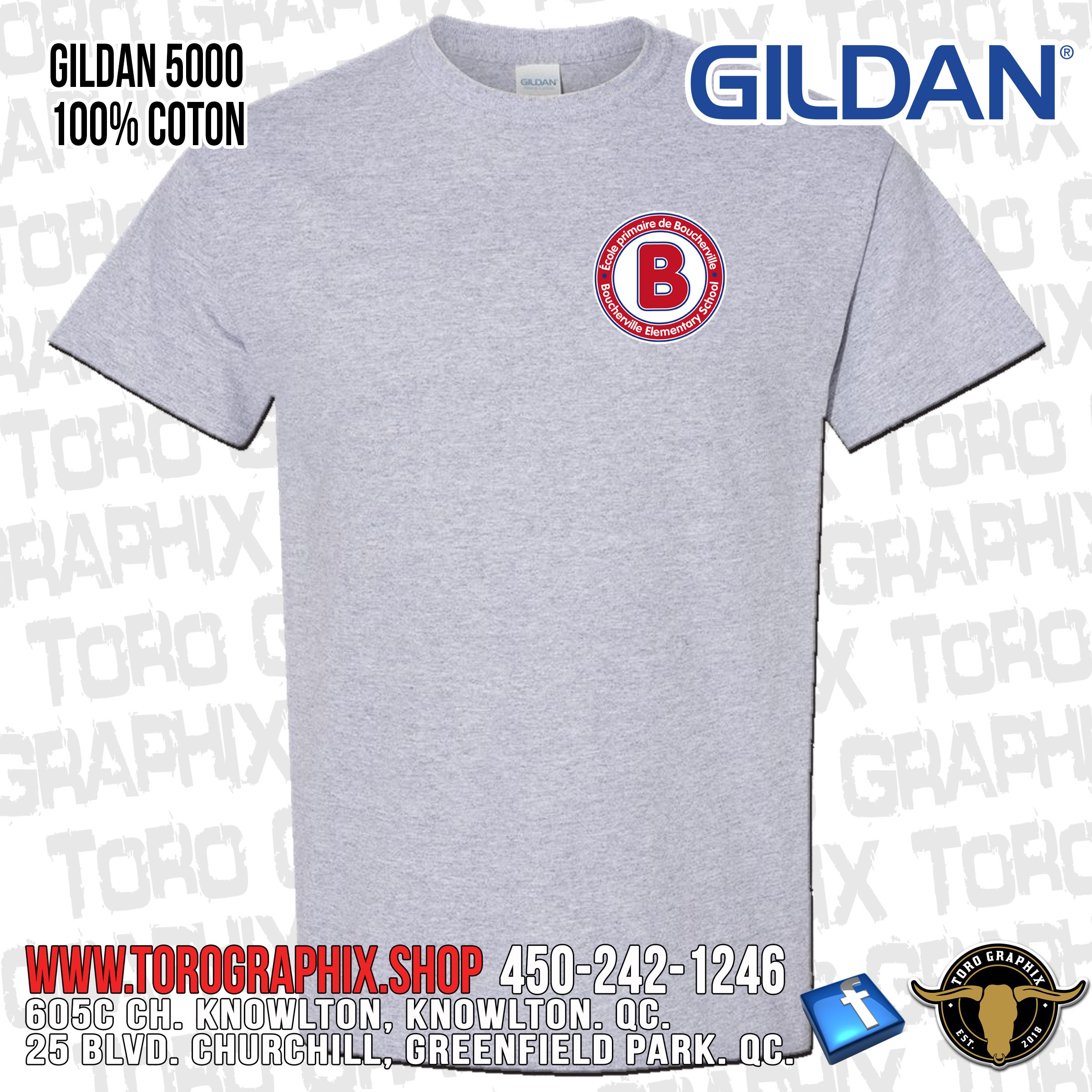 Boucherville T-Shirt Coton Gris / Gray | Toro Graphix