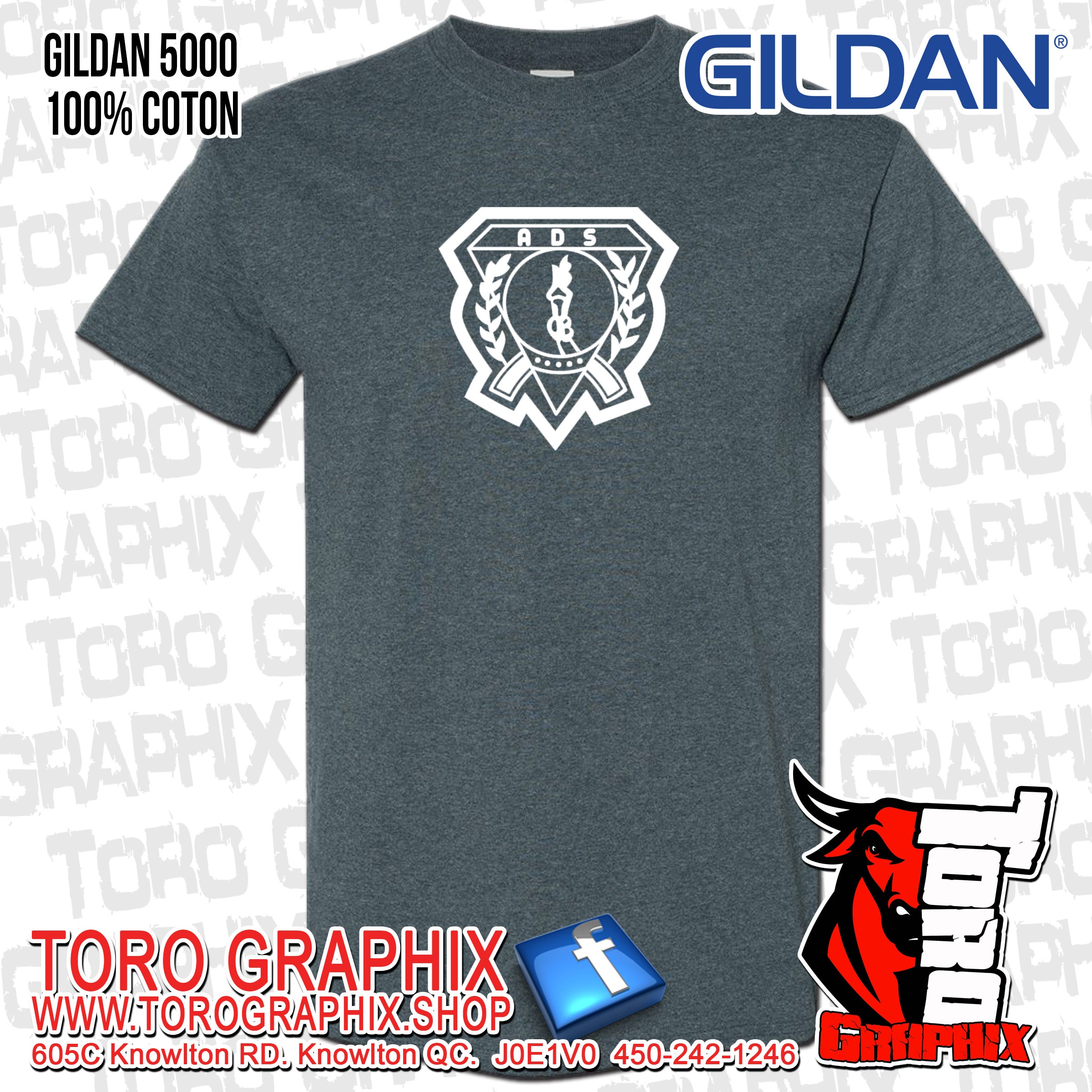 A.D.S. T-Shirt Gris Foncé Heather / Dark Heather Grey | Toro Graphix