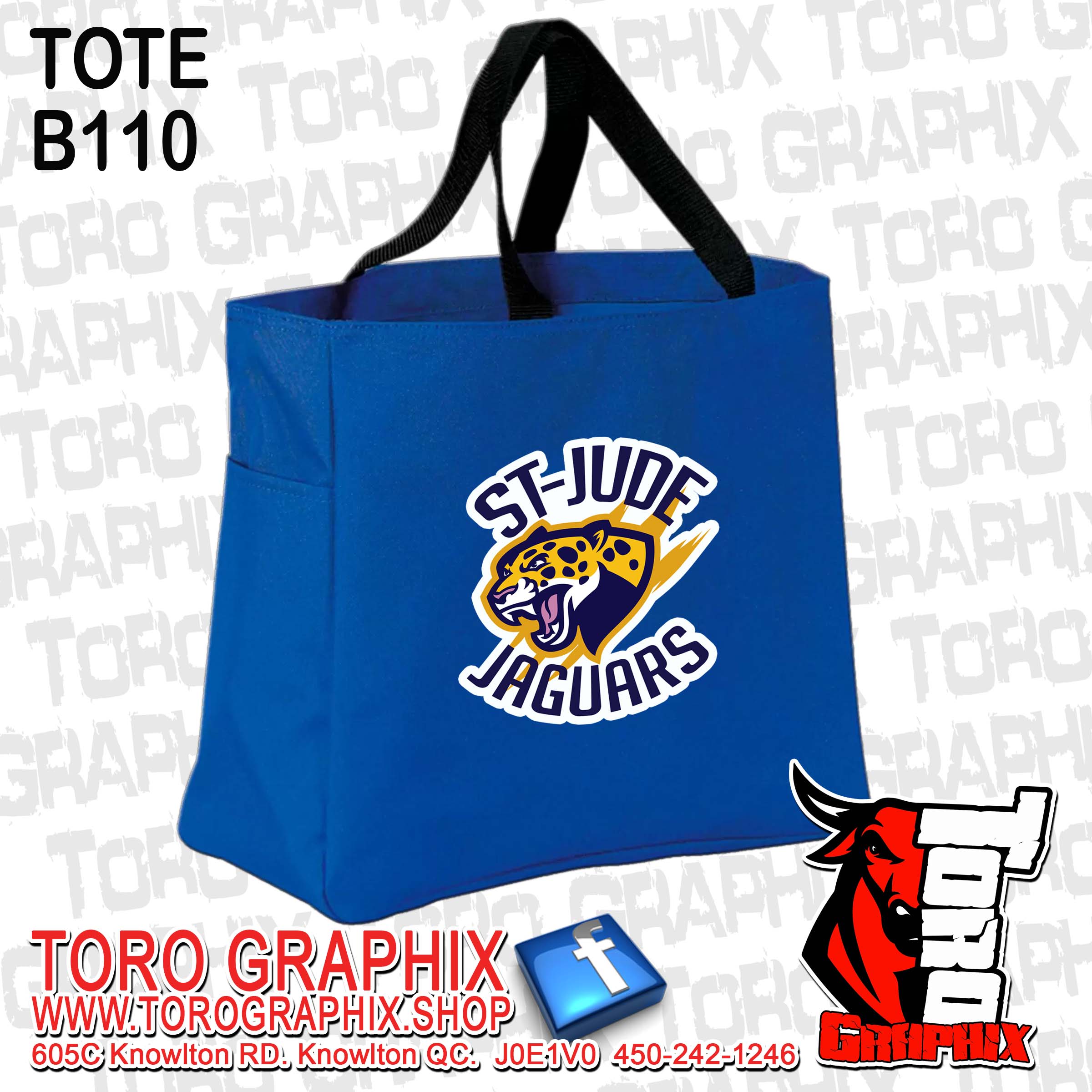 St-Jude Sac TOTE Bag Bleu Royale / Royal Blue | Toro Graphix